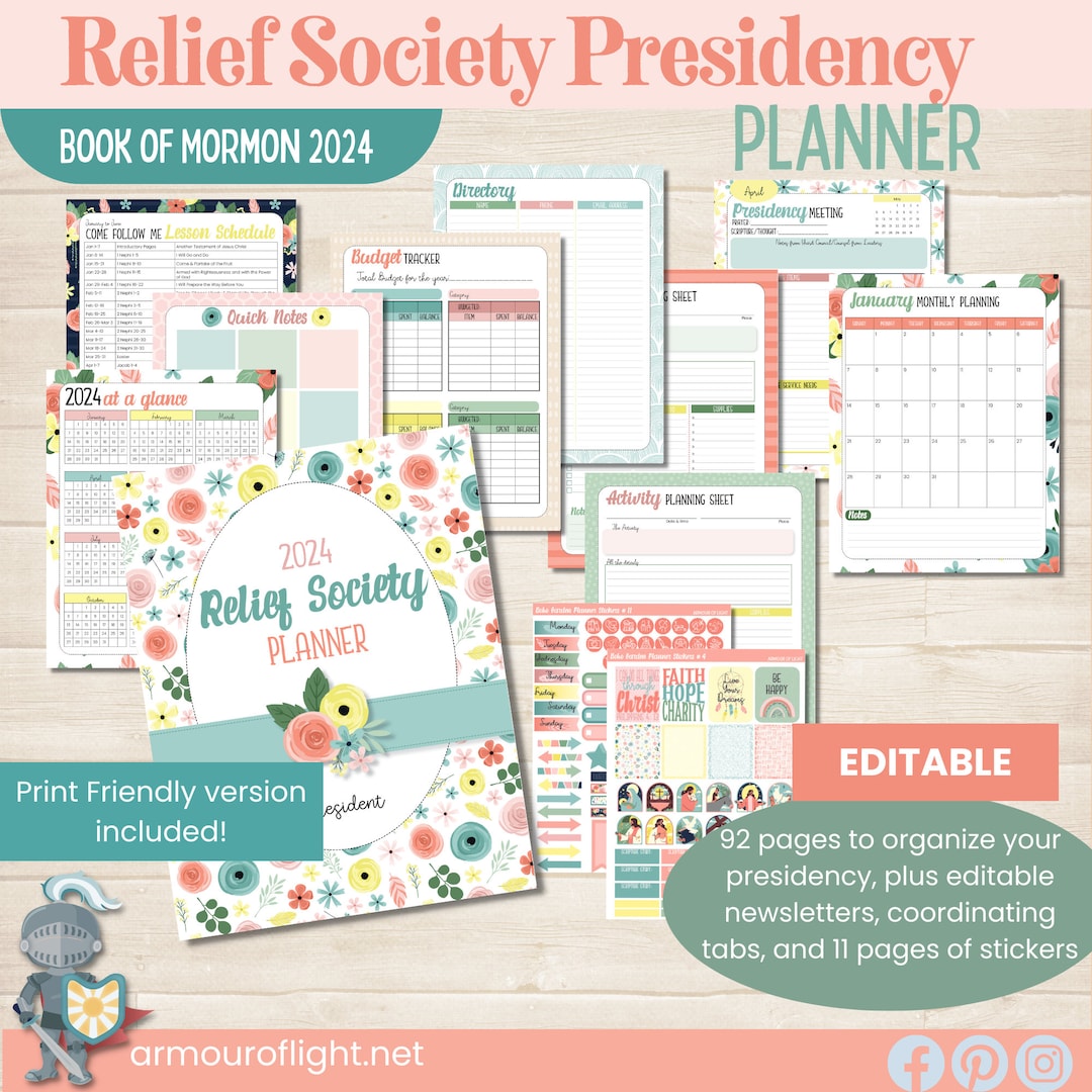 2024 LDS Relief Society Planner, RS Presidency Binder, Relief Society ...