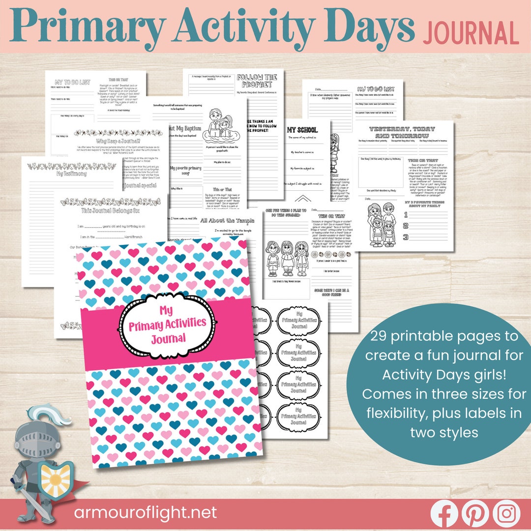 Primary Activity Days Journal, LDS Kids Journal, Girl's Primary ...