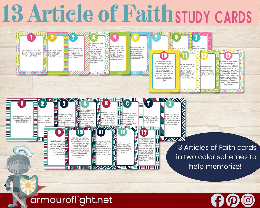 LDS Articles of Faith Article of Faith Flashcards 13 - Etsy