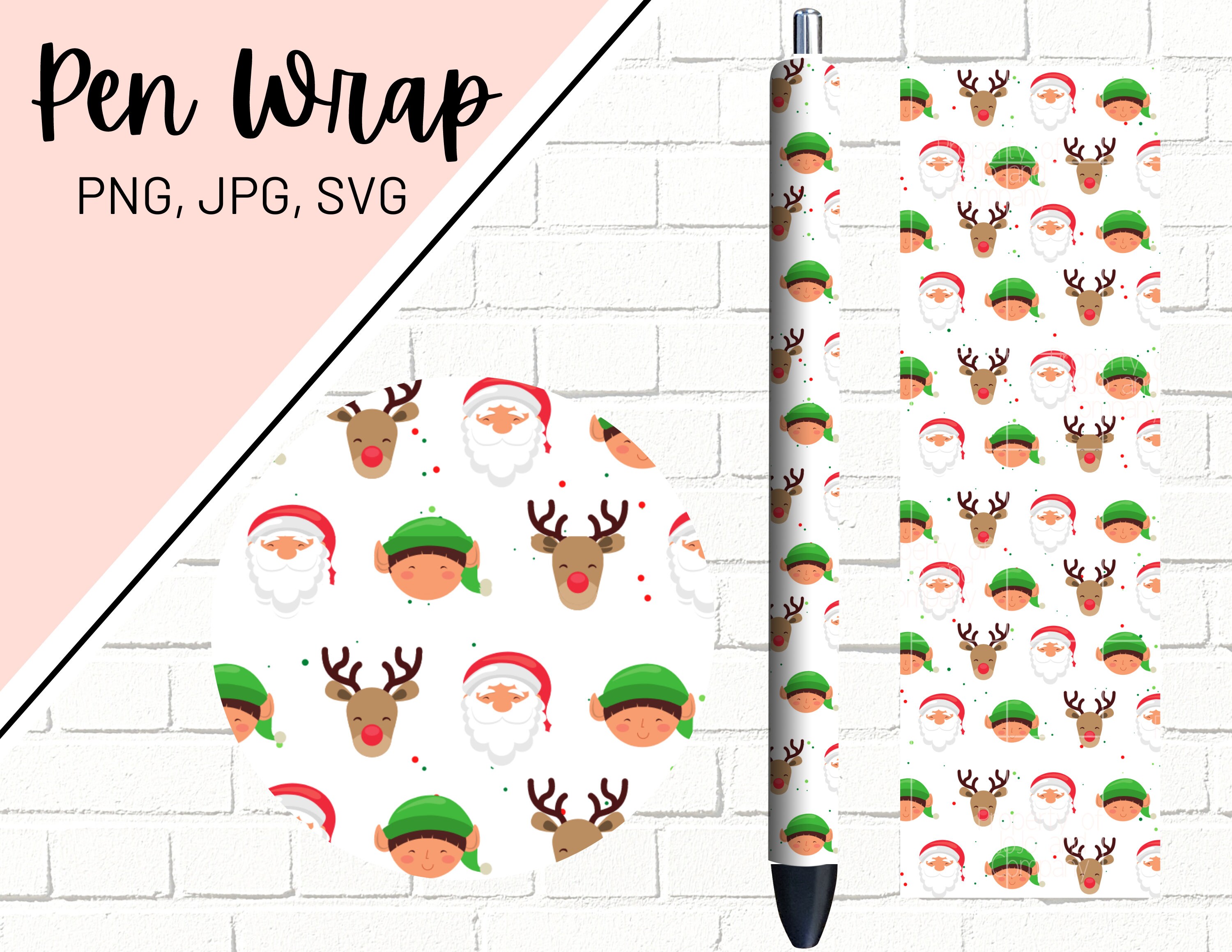 Christmas Pen Wraps Winter Pen Wrap Holiday Pen Wraps Santa - Etsy