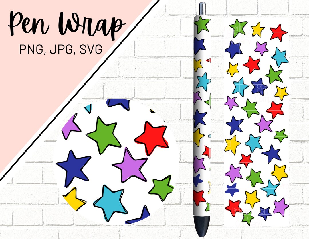 Star Pen Wraps, Stars Pen Wrap, Glitter Pen Wraps, Cute Pen Wrap, Epoxy ...