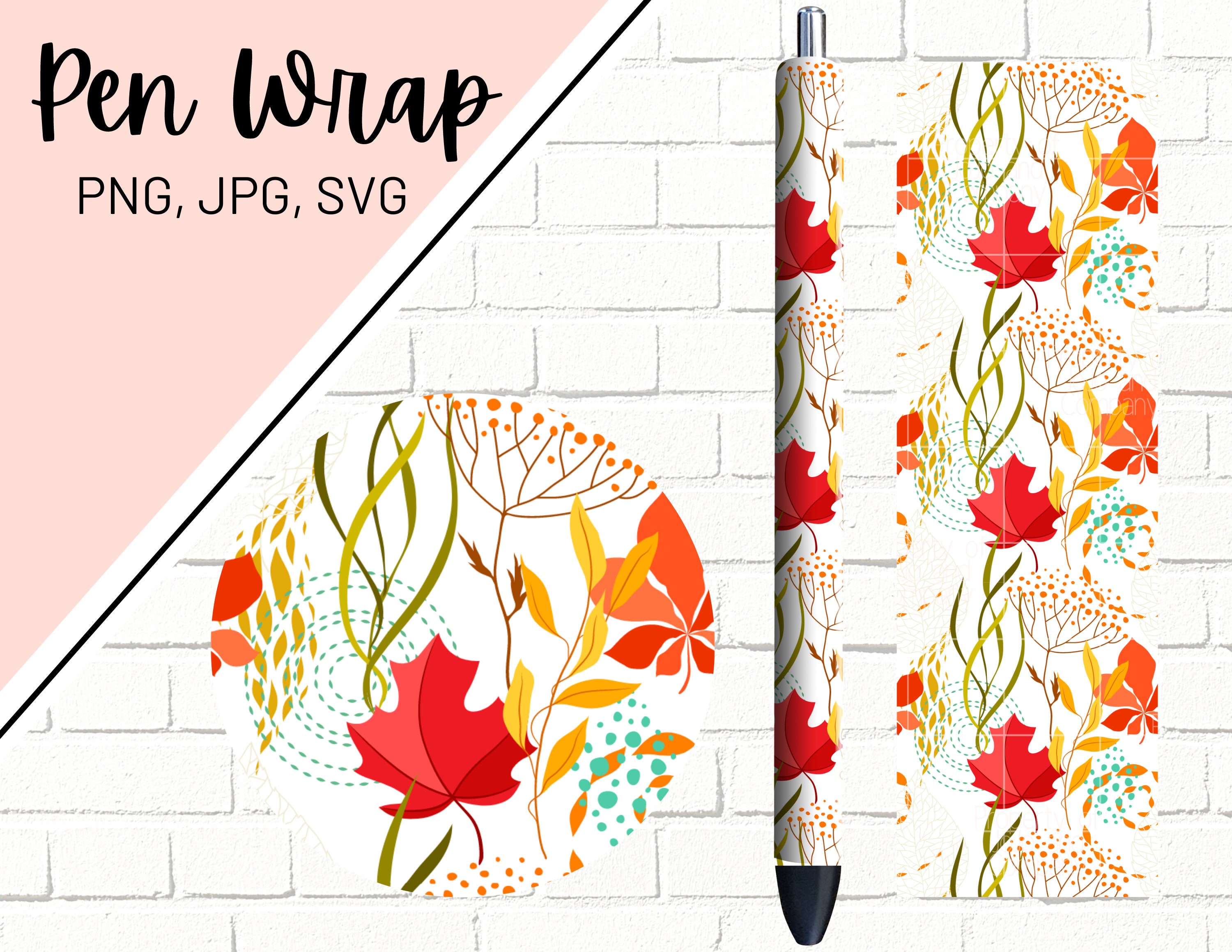 Fall Pen Wrap Leaves Pen Wrap Woodland Pen Wrap Autumn Pen - Etsy