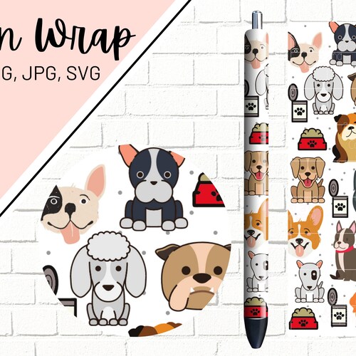 Dog Pen Wrap Paw Print Pen Wrap Glitter Pen Wraps Animal - Etsy