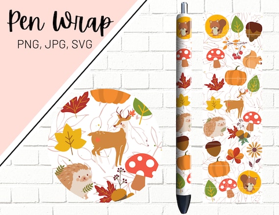 Fall Pen Wrap Leaves Pen Wrap Autumn Pen Wrap Glitter Pen - Etsy