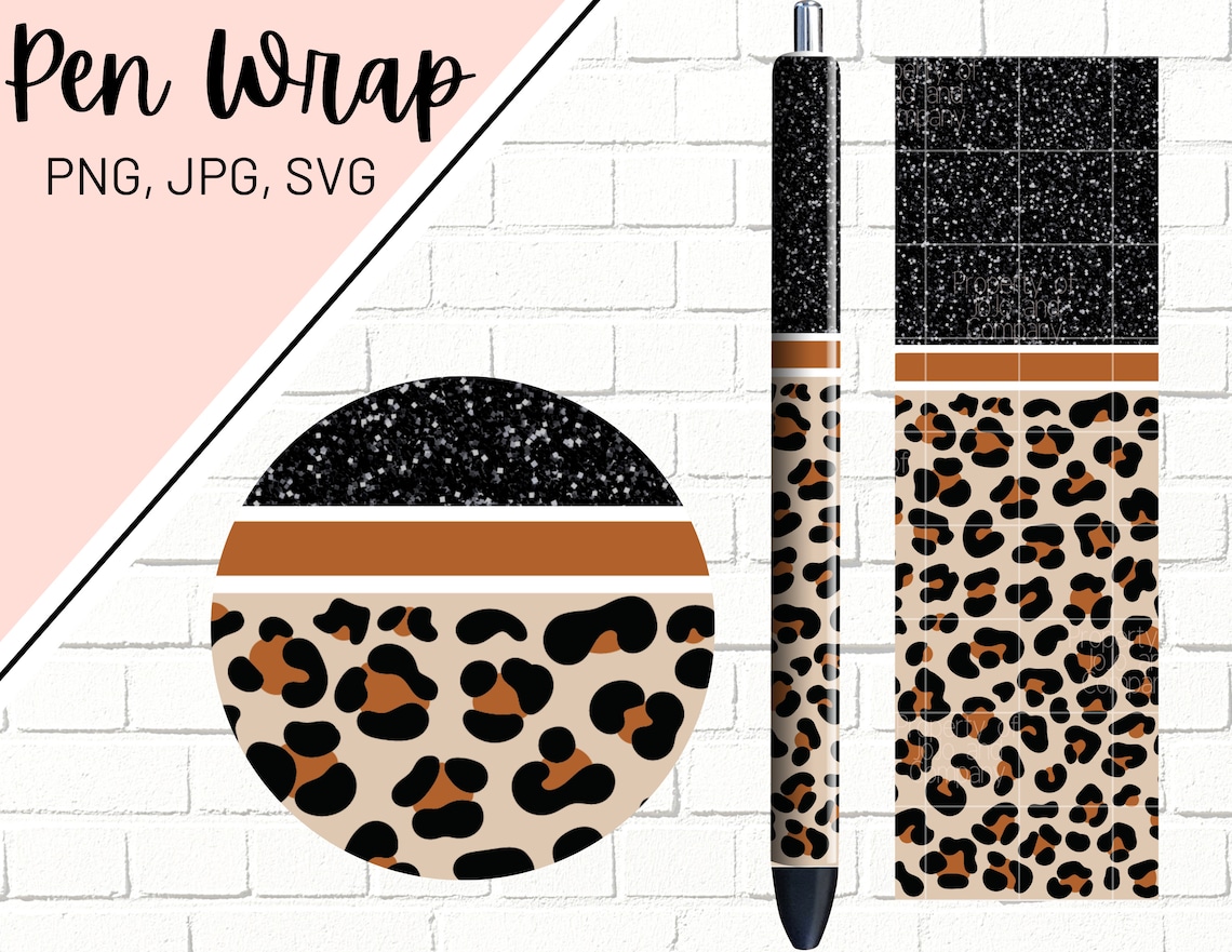 Cheetah Pen Wrap Glitter Pen Wrap Cheetah Print Pen Wrap - Etsy