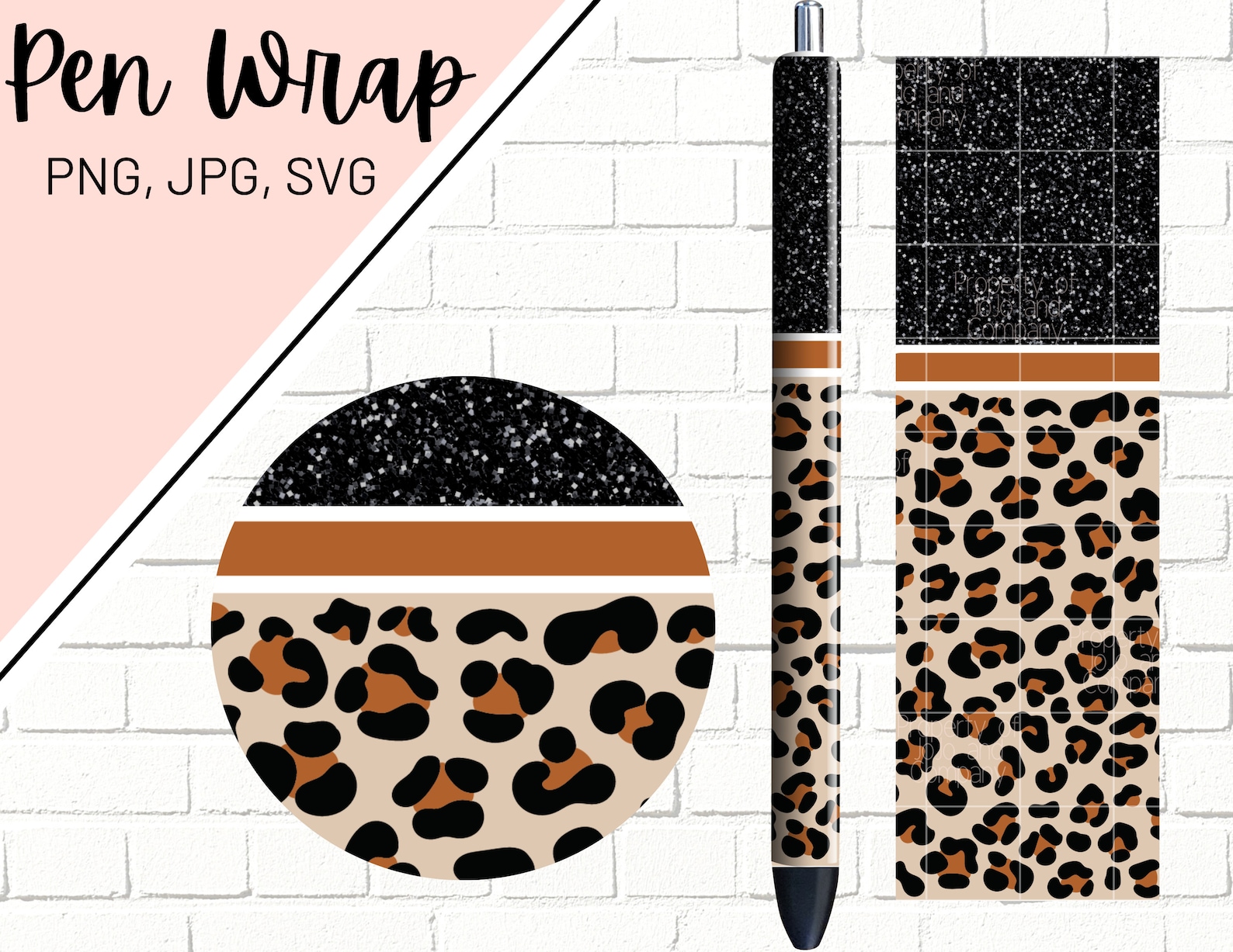 Cheetah Pen Wrap Glitter Pen Wrap Cheetah Print Pen Wrap - Etsy
