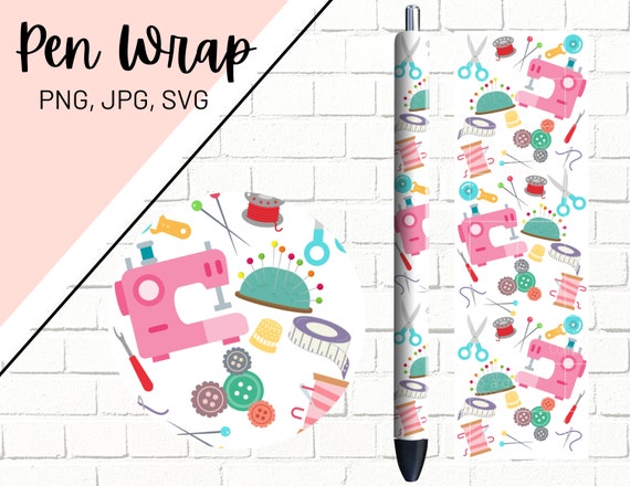Sewing Pen Wrap Seamstress Pen Wrap Glitter Pen Wraps Ink - Etsy