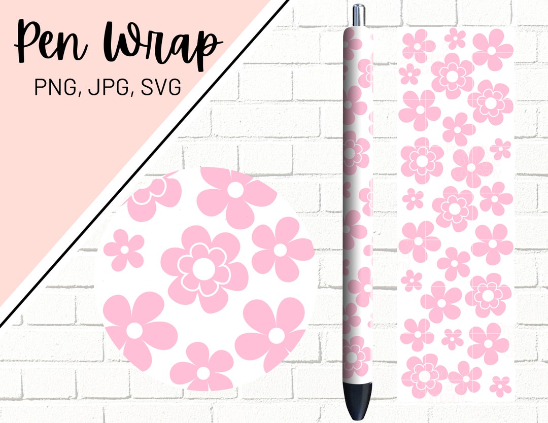 Flower Pen Wrap, Retro Pen Wrap, Floral Pen Wrap, Glitter Pen Wrap ...