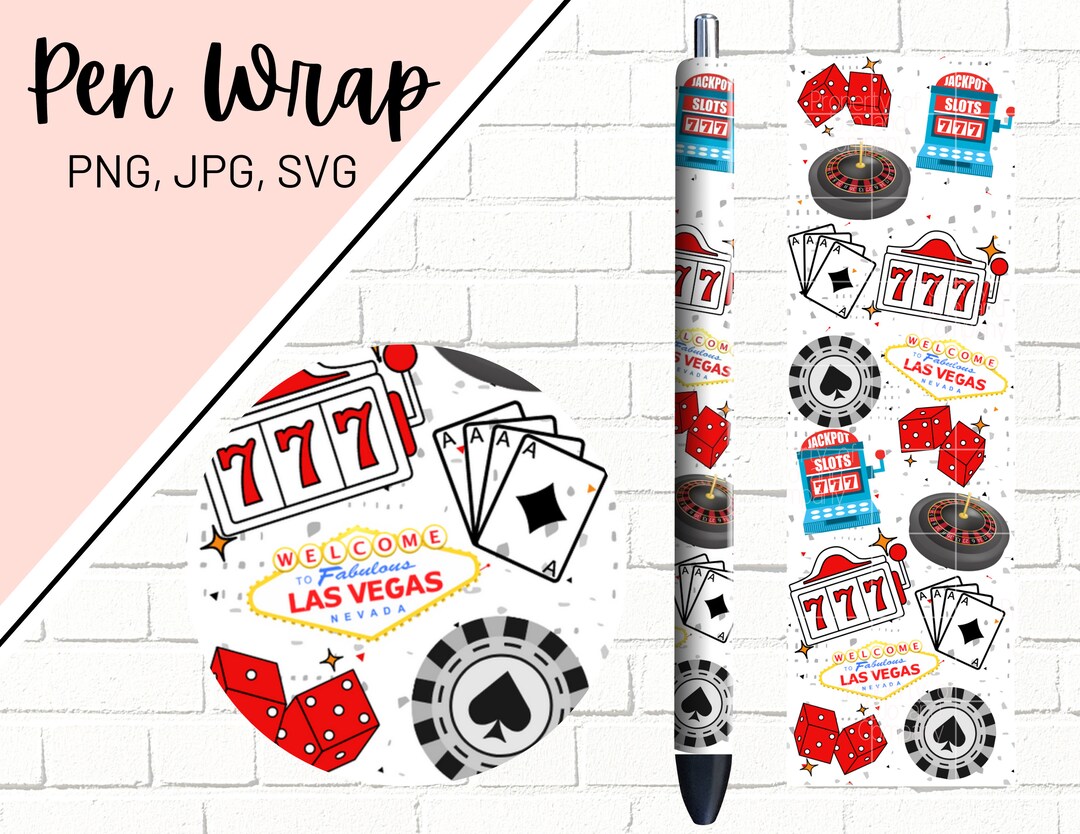 Las Vegas Pen Wrap, Vegas Pen Wrap, Glitter Pen Wrap, Gambling Pen Wrap ...