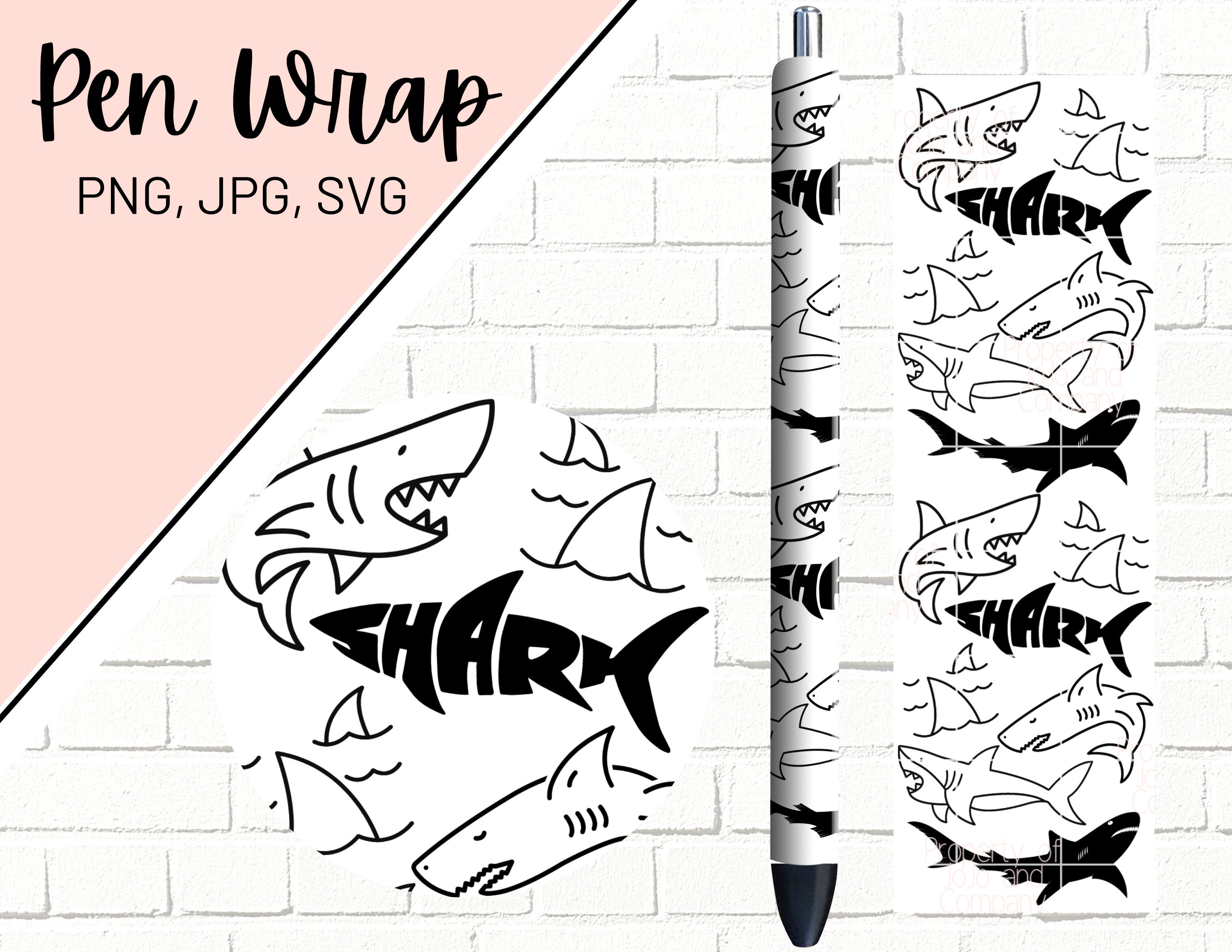 Shark Pen Wrap, Sharks Pen Wrap, Ocean Life Pen Wrap, Great White Shark ...