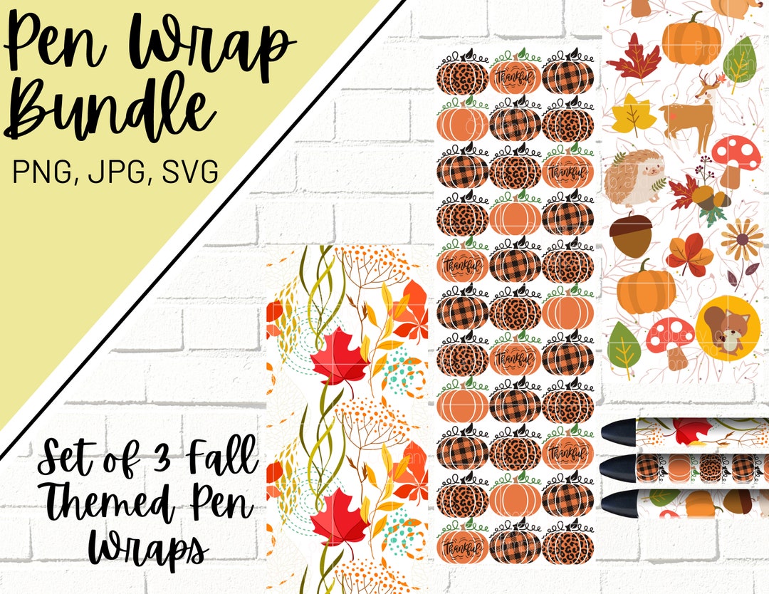 Fall Pen Wrap, Pumpkin Pen Wrap, Autumn Pen Wrap, Woodland Pen Wrap ...