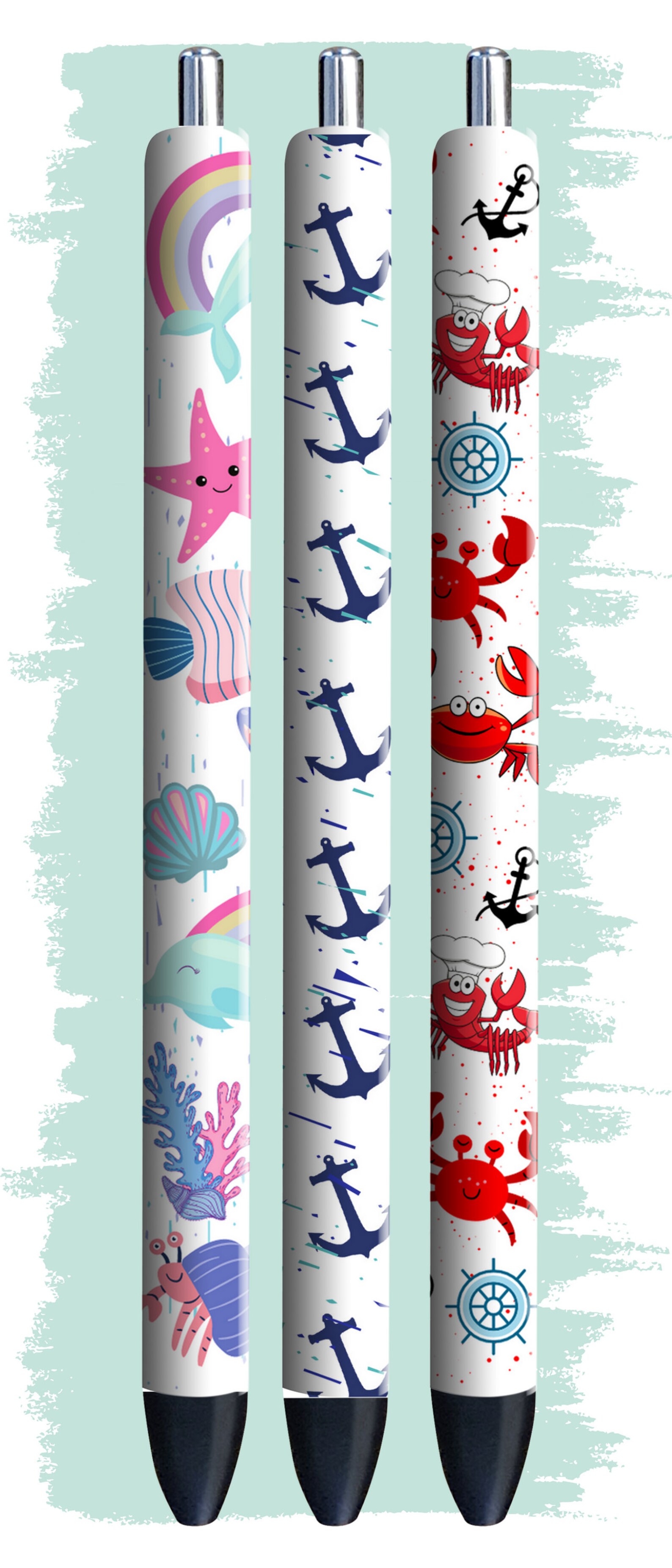 Ocean Life Pen Wrap Nautical Pen Wrap Glitter Pen Wraps | Etsy