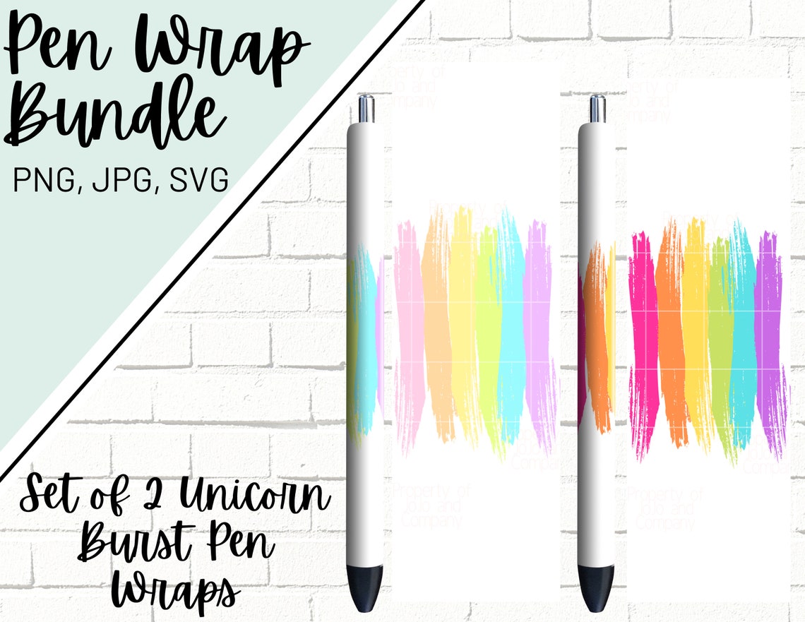 Unicorn Burst Pen Wrap Rainbow Pen Wrap Glitter Pen Wraps | Etsy