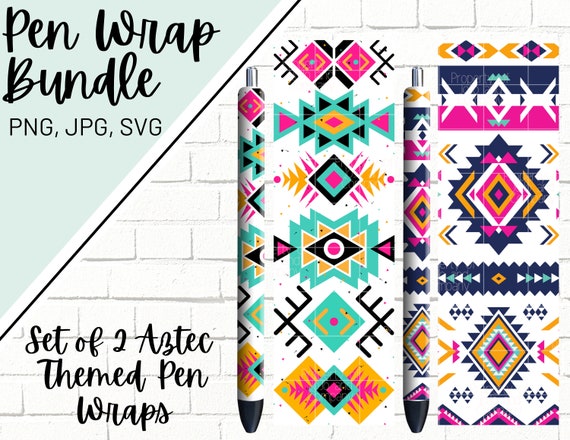 Aztec Pen Wrap Tribal Pen Wrap Glitter Pen Wrap Western Pen - Etsy