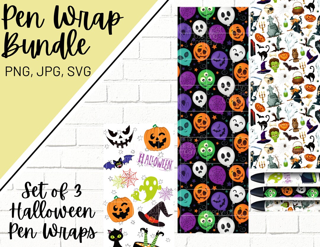 Halloween Pen Wrap, Witch Pen Wrap, Pumpkin Pen Wrap, Ghost Pen Wrap ...