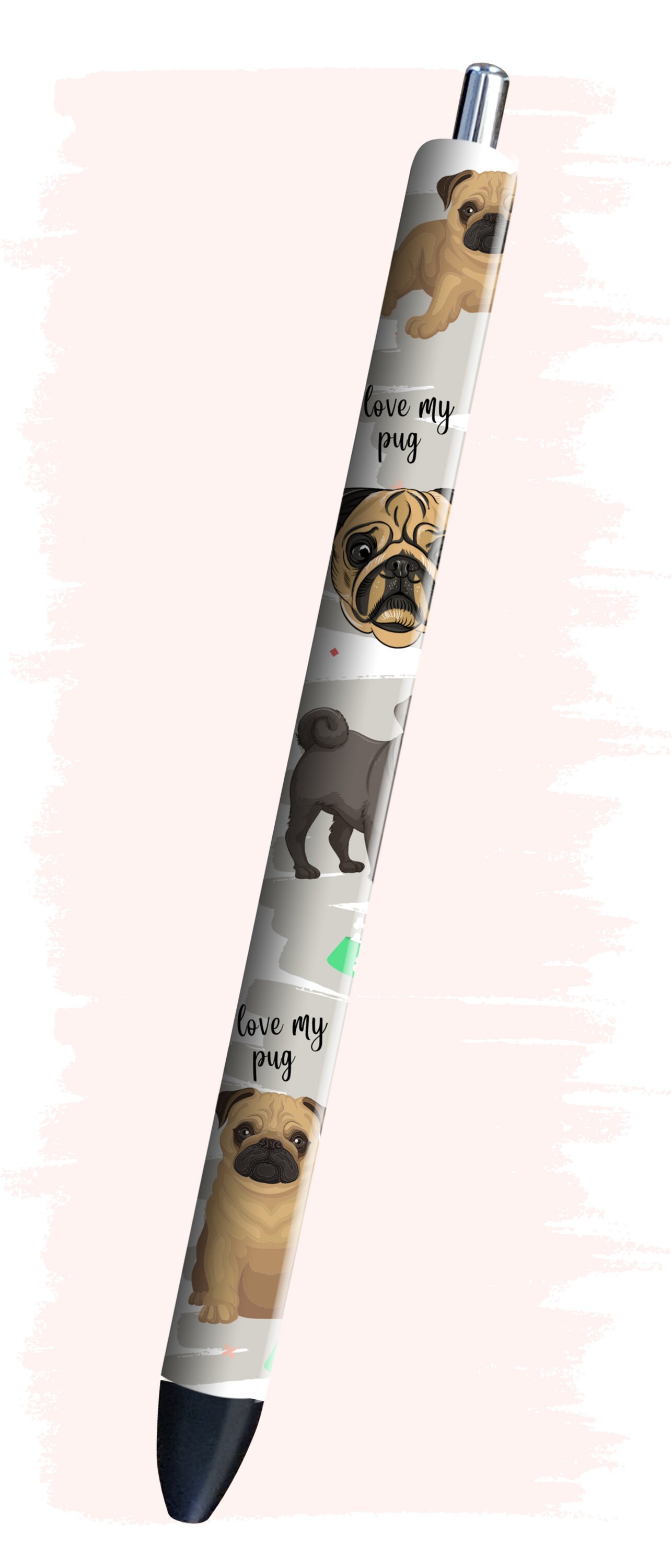 Pug Pen Wraps, Dog Pen Wrap, Glitter Pen Wraps, Animal Pen Wrap, Epoxy ...
