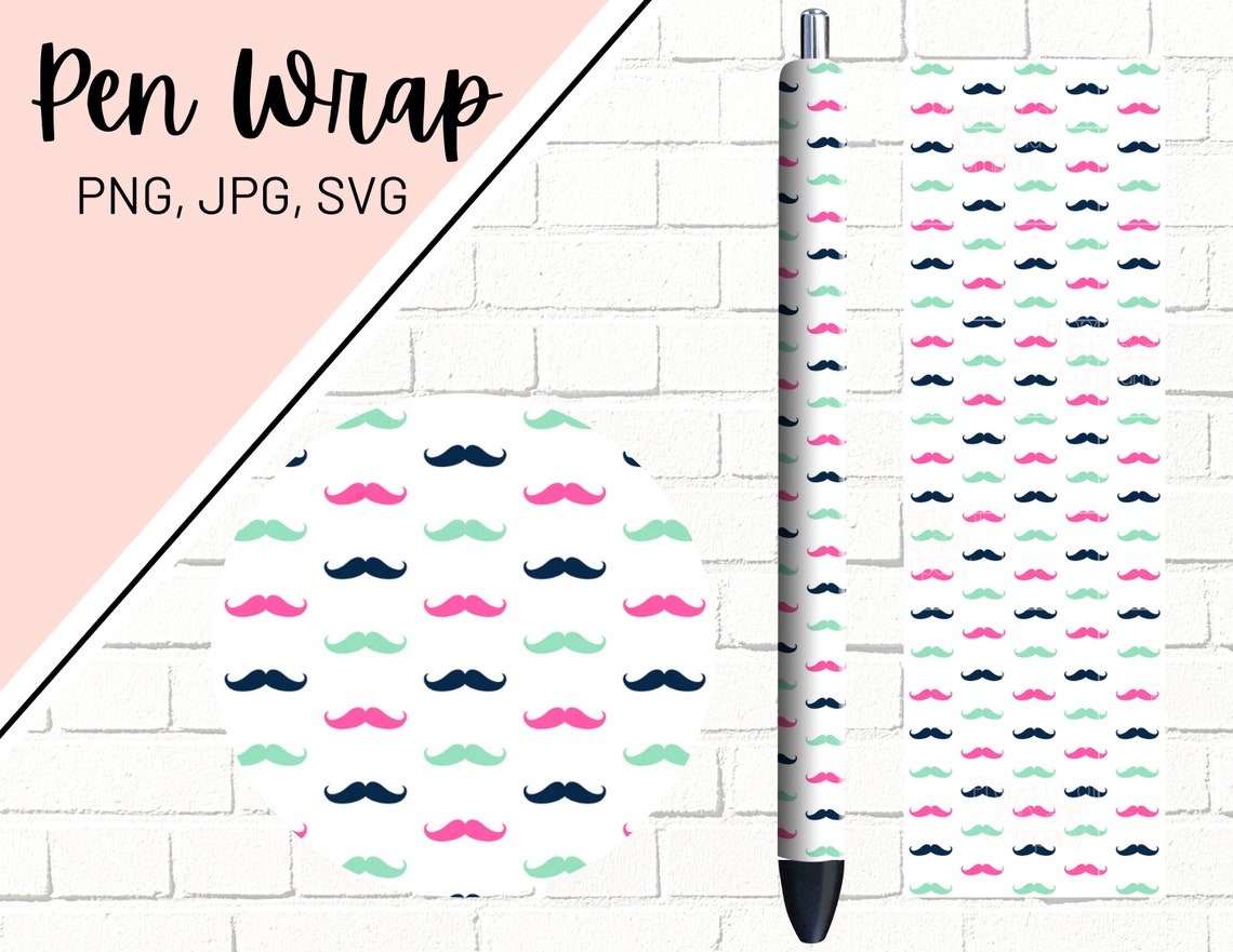 Mustache Pen Wrap Mustache Pen Glitter Pen Wraps - Etsy