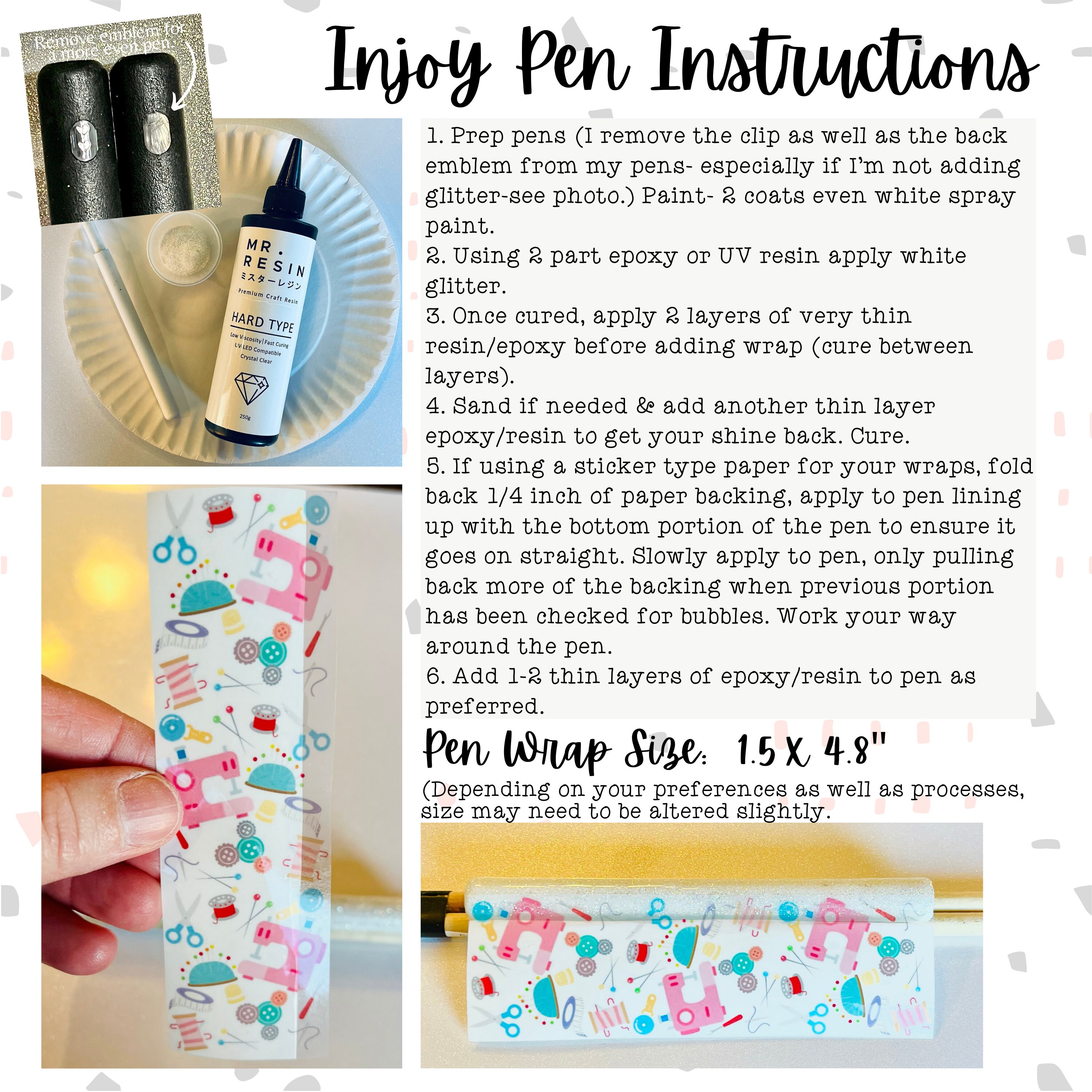Pug Pen Wraps, Dog Pen Wrap, Glitter Pen Wraps, Animal Pen Wrap, Epoxy ...