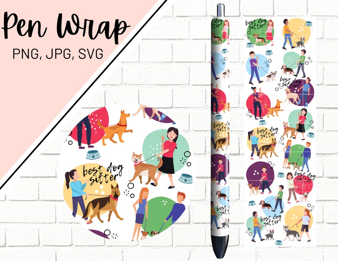 Dog Sitter Pen Wrap, Dog Walker Pen Wrap, Glitter Pen Wrap, Dog Pen ...