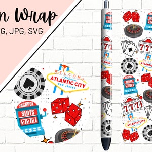 Atlantic City SVG, Atlantic City Pen Wrap, Glitter Pen Wraps, Gambling ...