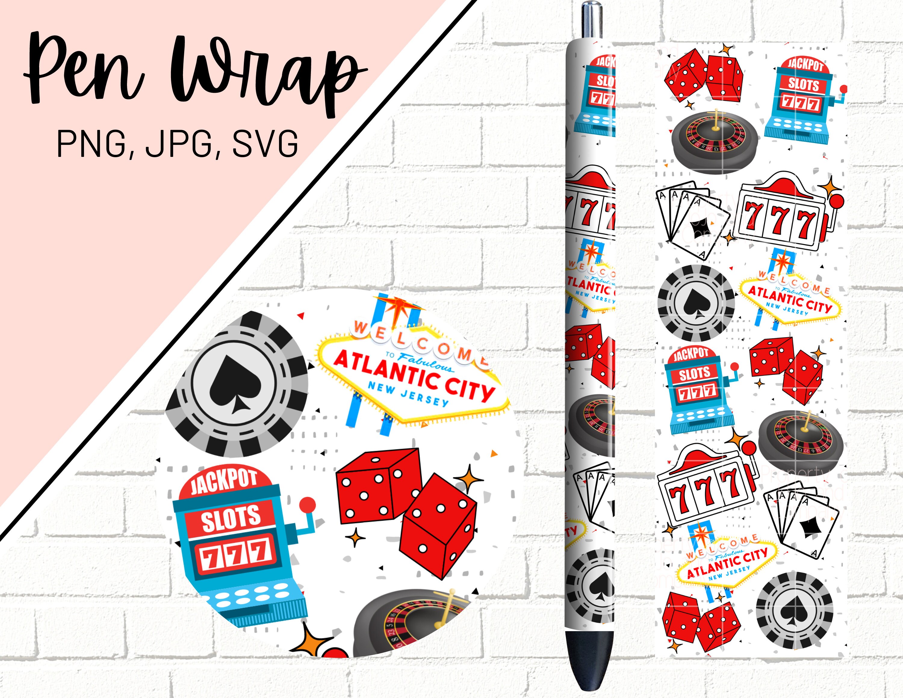 Atlantic City SVG Atlantic City Pen Wrap Glitter Pen Wraps - Etsy