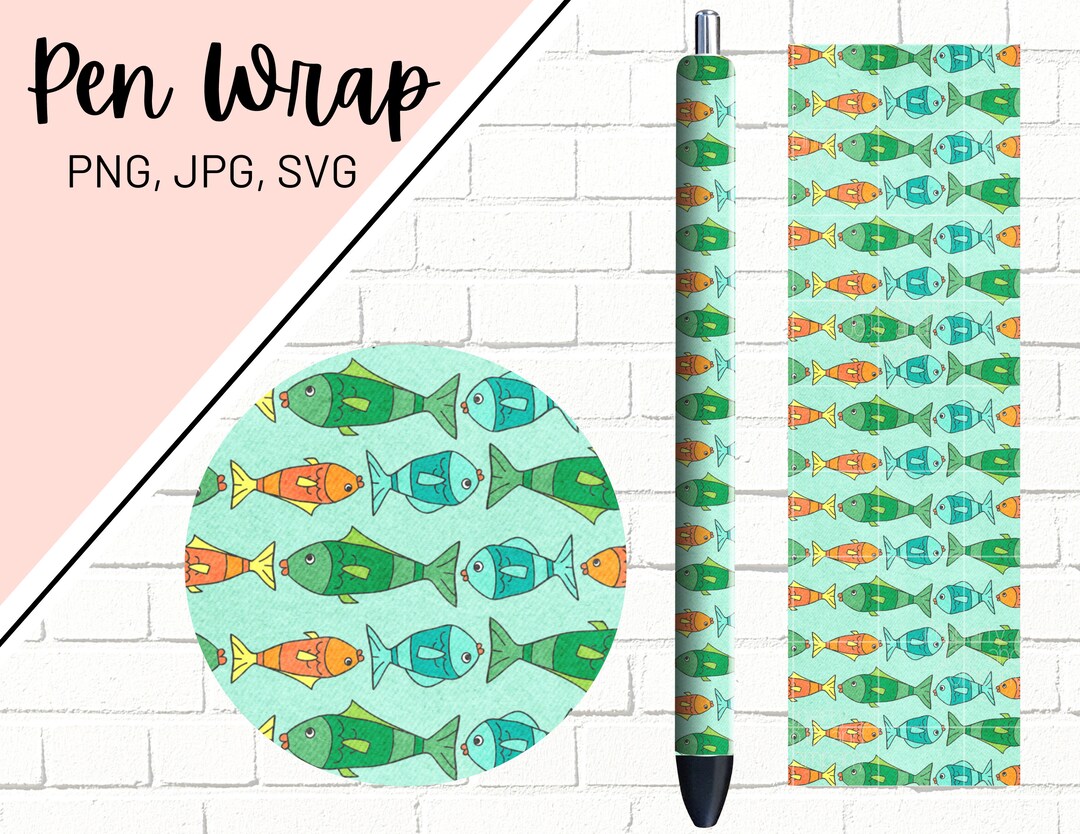 Fishing Pen Wrap, Fish Pen Wrap, Glitter Pen Wraps, Pen Wraps for Guys ...