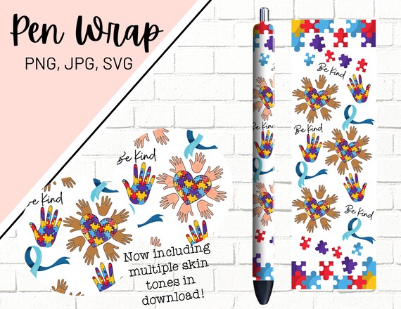 Autism Pen Wrap Autism Awareness Pen Wrap Glitter Pen Wraps - Etsy