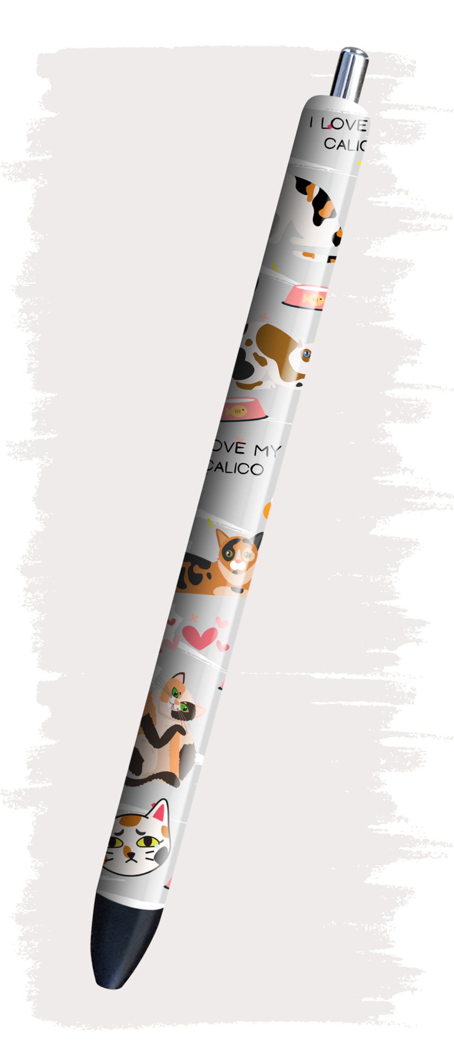 Calico Cat Pen Wraps, Cat Pen Wrap, Glitter Pen Wraps, Calico Cat Pen ...