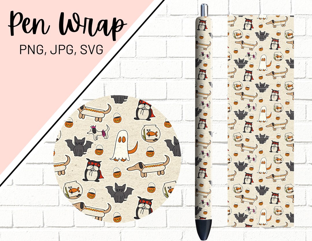 Halloween Pen Wrap, Fall Pen Wrap, Ghost Pen Wrap, Glitter Pen Wrap ...