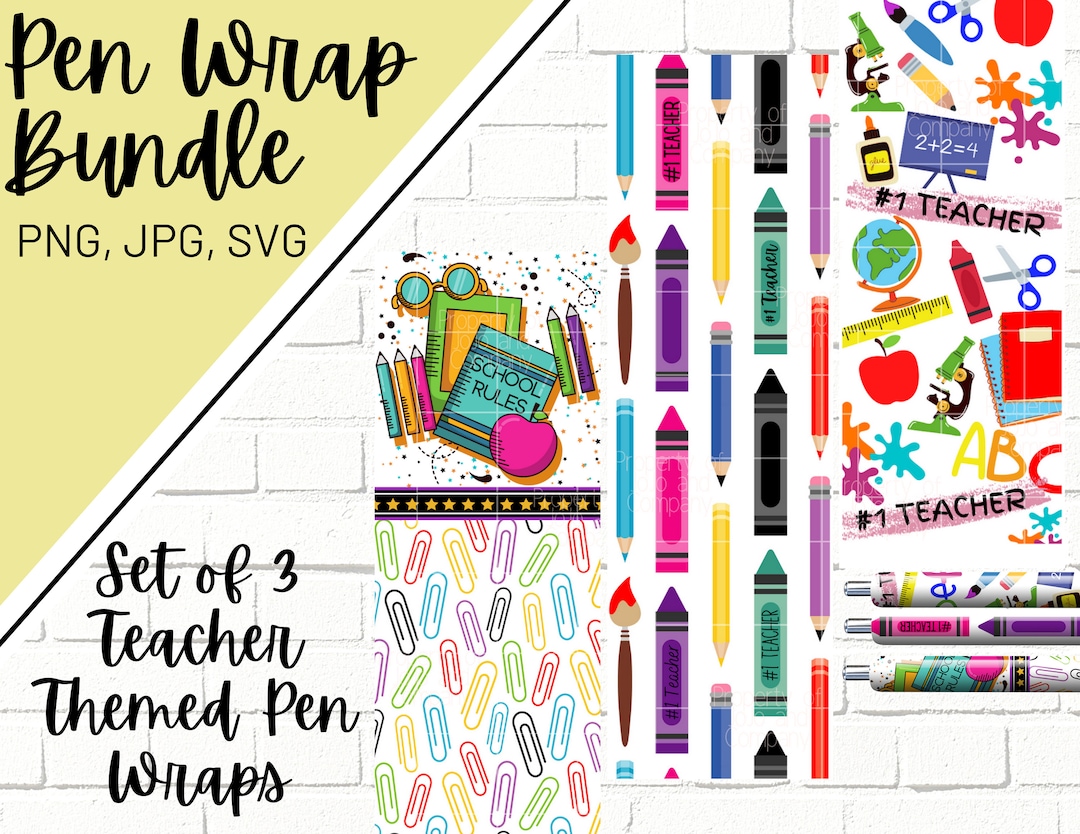 Teacher Pen Wrap, School Pen Wrap, Glitter Pen Wrap, Teaching Pen Wrap ...