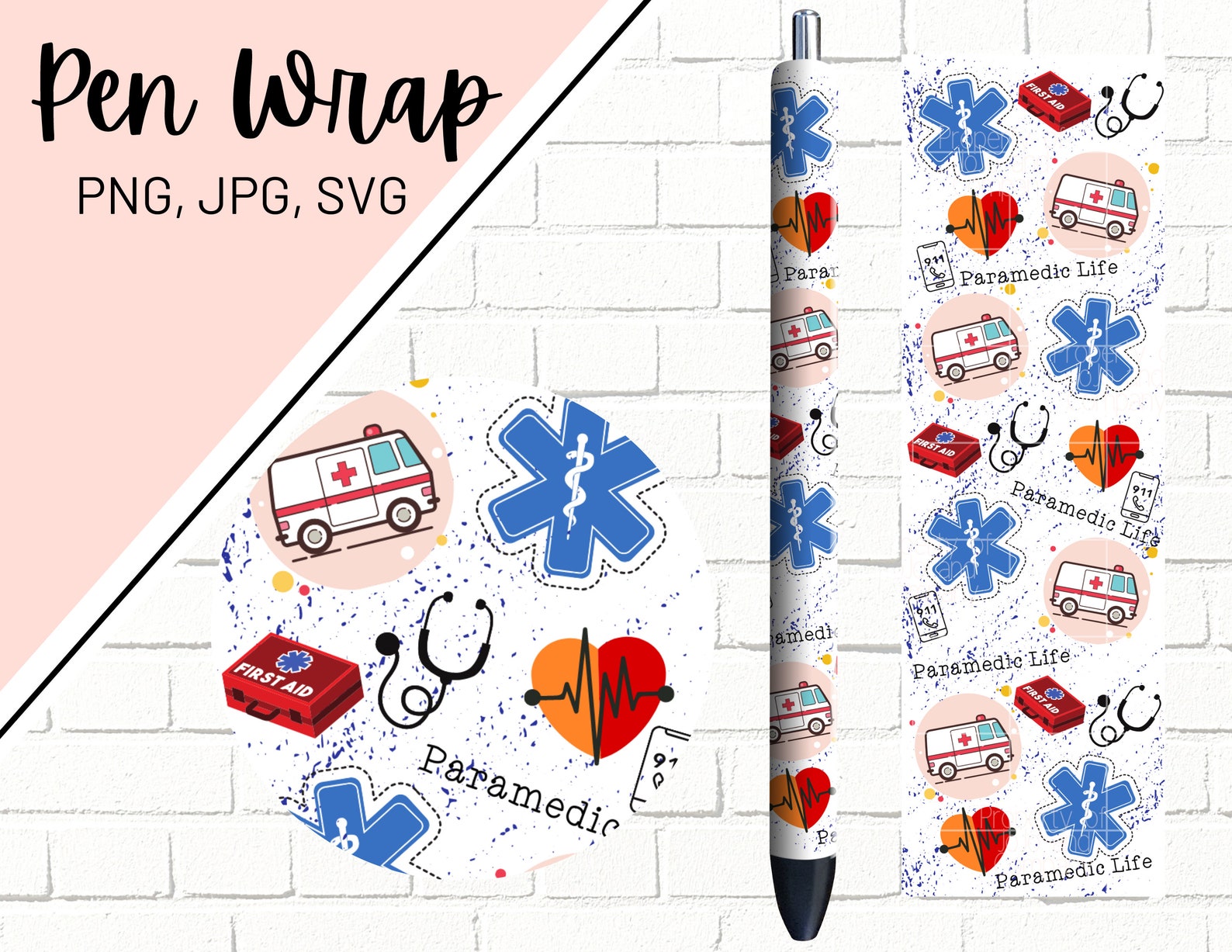 Paramedic Pen Wrap, Medical Pen Wrap, Ambulance Pen Wrap, EMT Pen Wrap ...