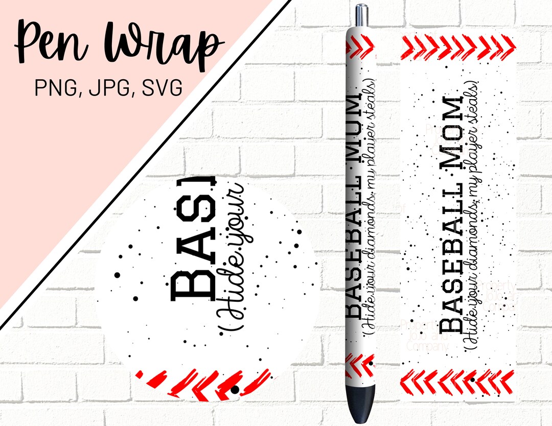 Baseball Pen Wrap, Sports Pen Wraps, Glitter Pen Wraps, Baseball Mom ...