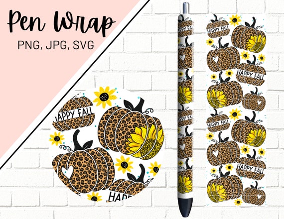 Fall Pen Wrap Sunflower Pen Wrap Pumpkin Pen Wrap Glitter - Etsy
