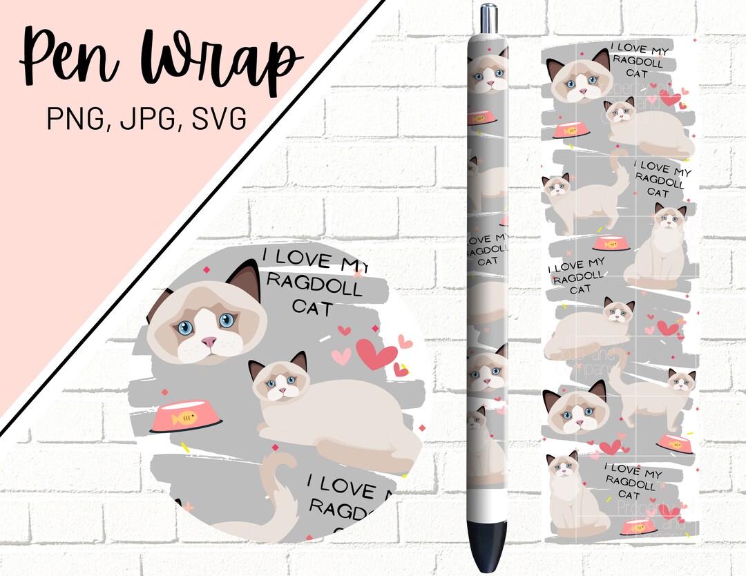 Ragdoll Cat Pen Wrap, Cat Pen Wrap, Glitter Pen Wraps, Ragdoll Pen Wrap ...