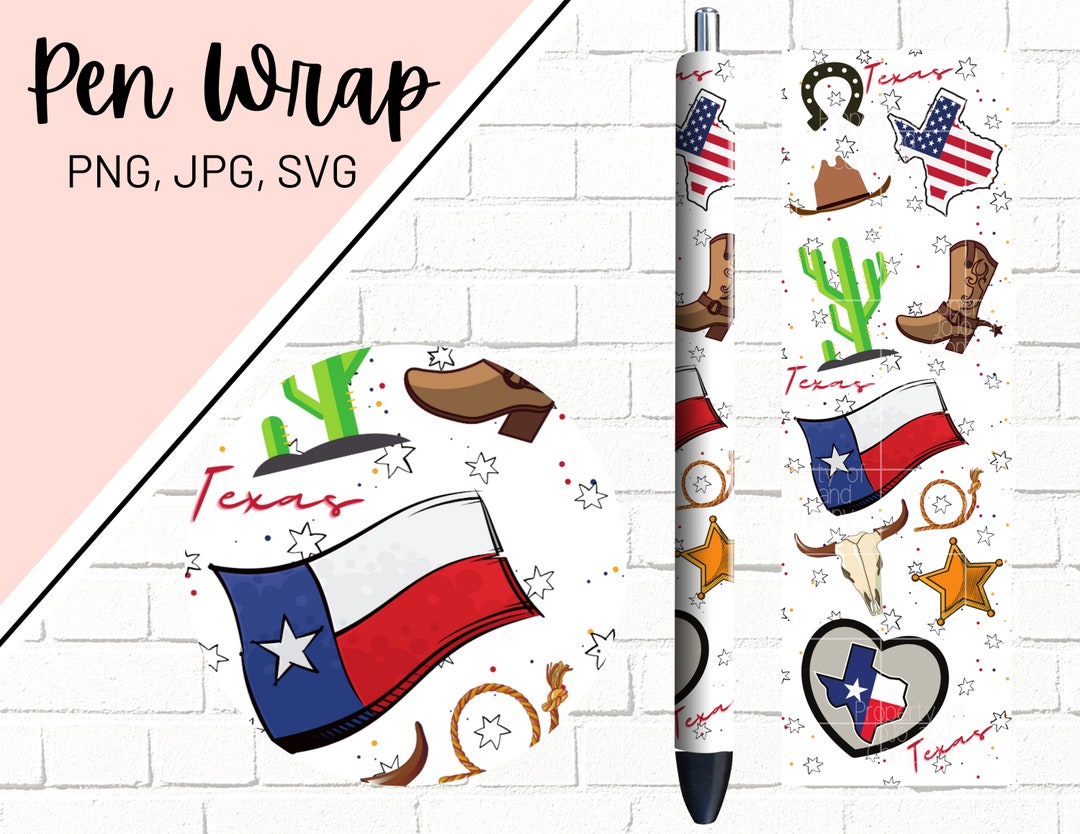 Texas Pen Wrap, Texas Flag Pen Wrap, Glitter Pen Wrap, State Pen Wrap ...