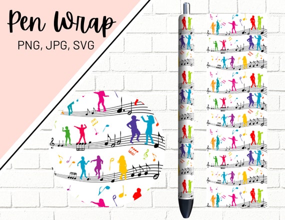 Music Pen Wraps Music Note Pen Wrap Glitter Pen Wraps Music | Etsy