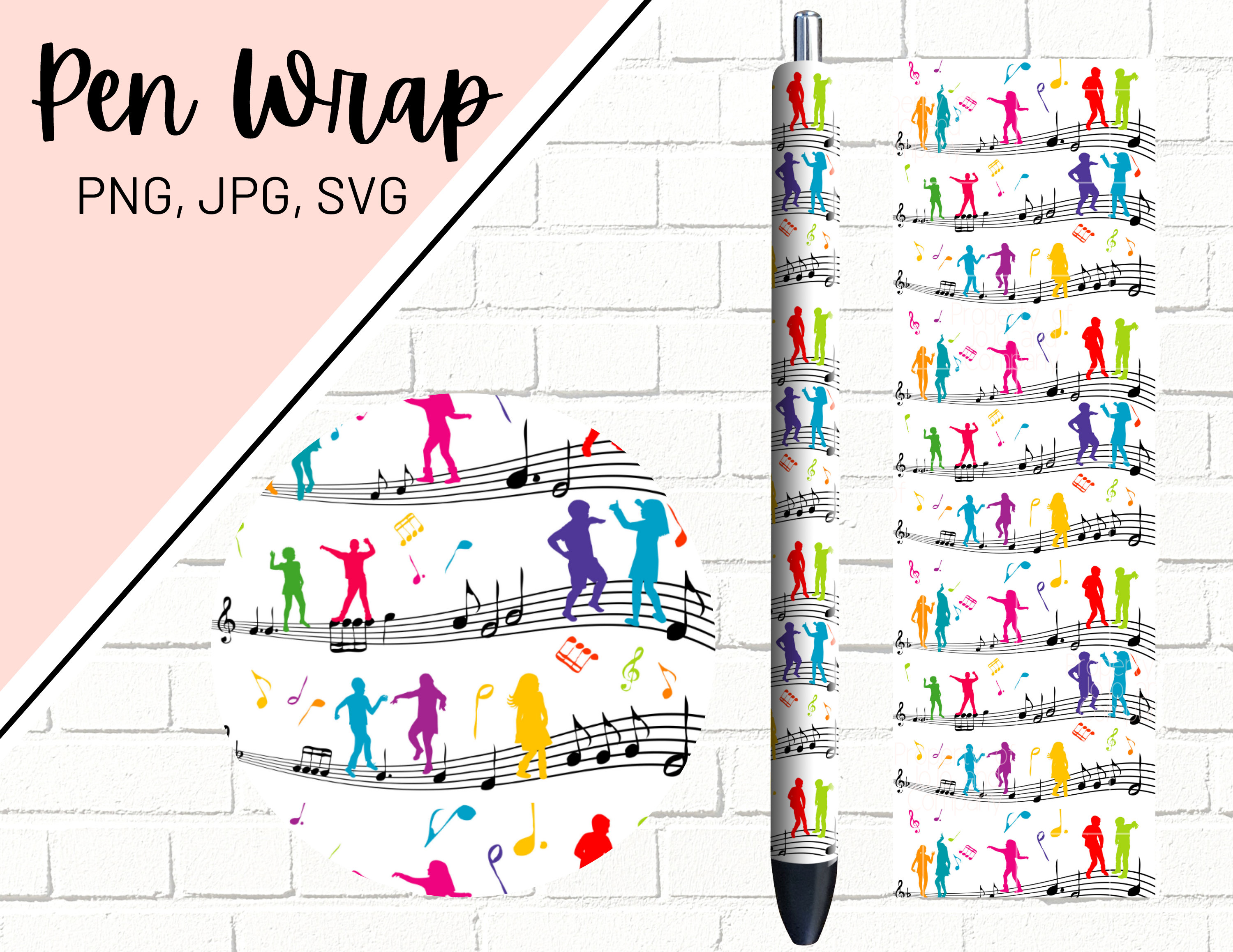 Music Pen Wraps Music Note Pen Wrap Glitter Pen Wraps Music | Etsy