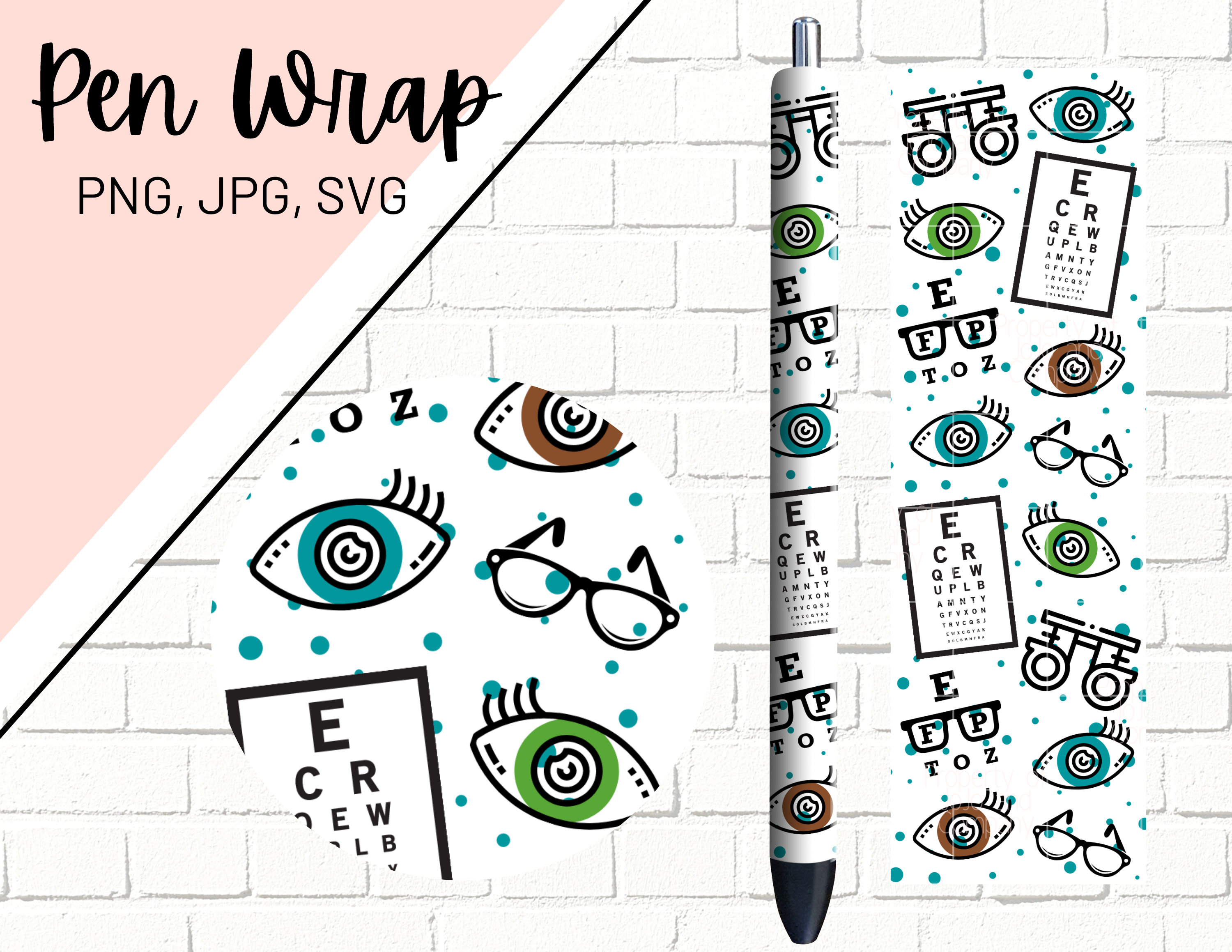Optometry Pen Wrap Eye Pen Wrap Glitter Pen Wrap Optician - Etsy