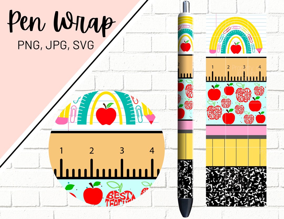 Teacher Pen Wraps, Pencil Pen Wrap, Glitter Pen Wrap, School Pen Wrap ...