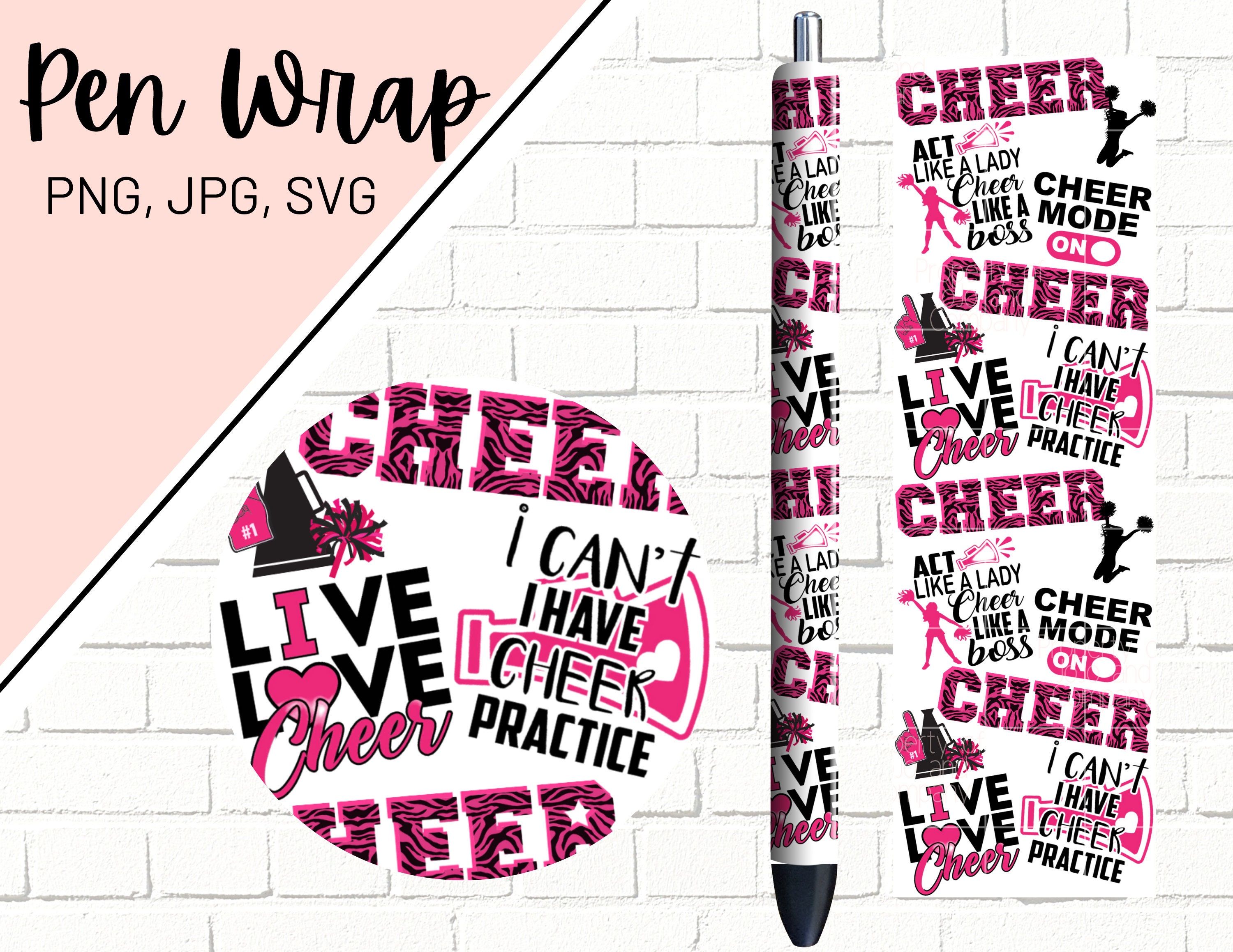 Cheer Pen Wrap, Cheerleading Pen Wrap, Cheer Mom Pen Wrap, Pen Wrap for ...