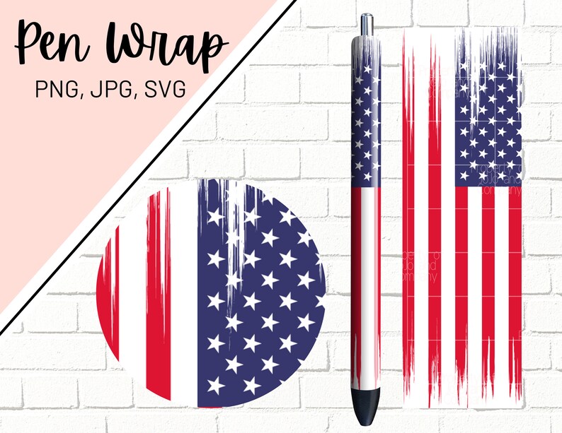 Patriotic Pen Wrap, Flag Pen Wrap, USA Pen Wrap, Glitter Pen Wrap ...