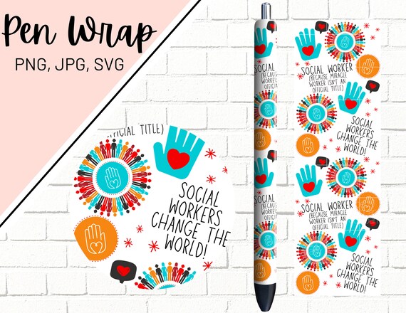 Social Worker Pen Wrap Social Work Pen Wrap Glitter Pen - Etsy
