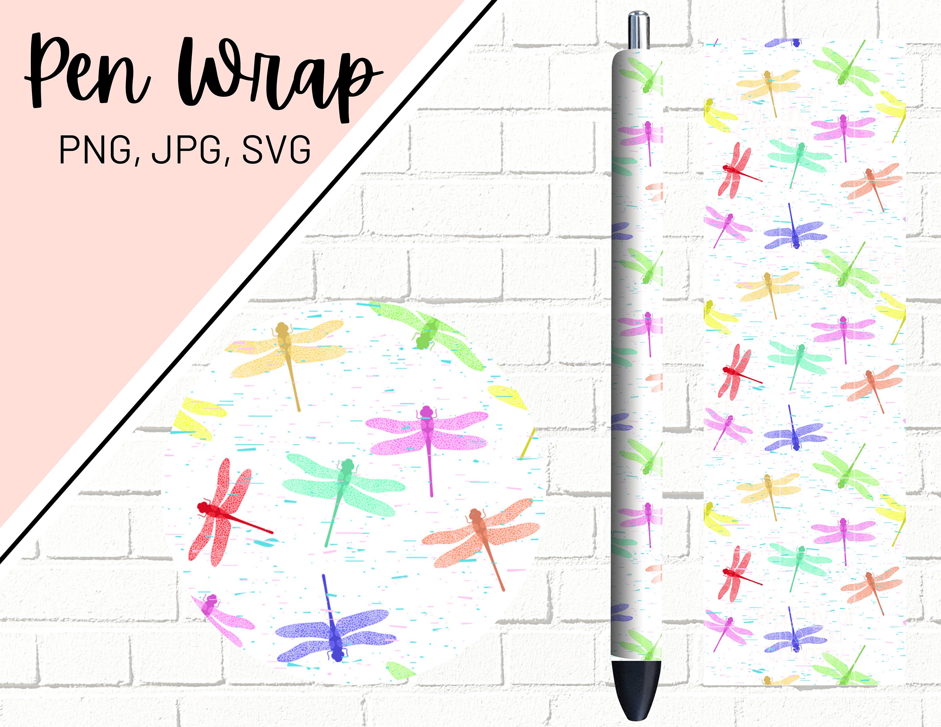 Dragonfly Pen Wrap, Bug Pen Wrap, Glitter Pen Wraps, Ink Joy Pen Wrap ...