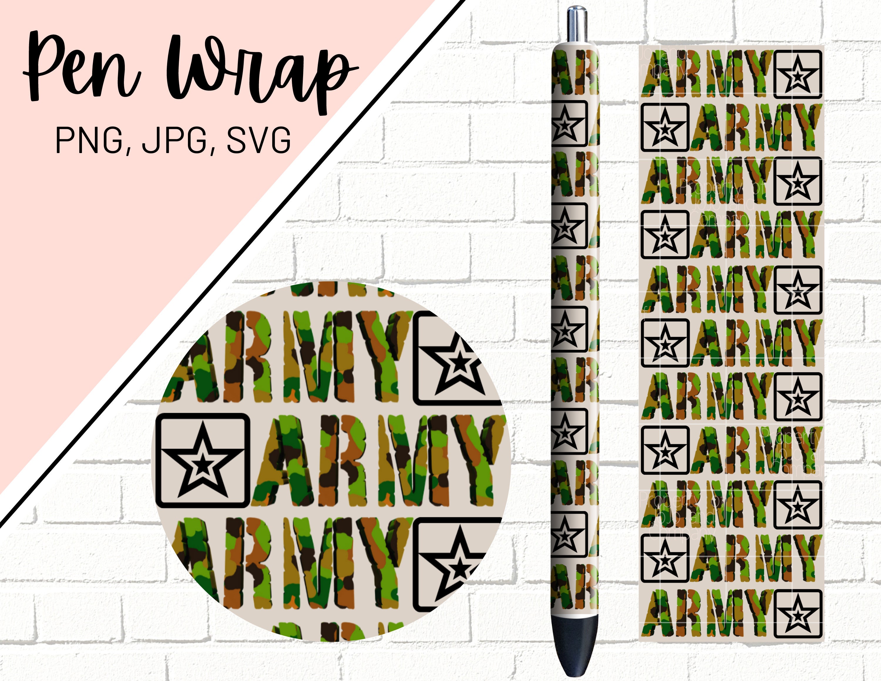 Army Pen Wrap, Military Pen Wrap, Glitter Pen Wrap, Armed Forces Pen ...