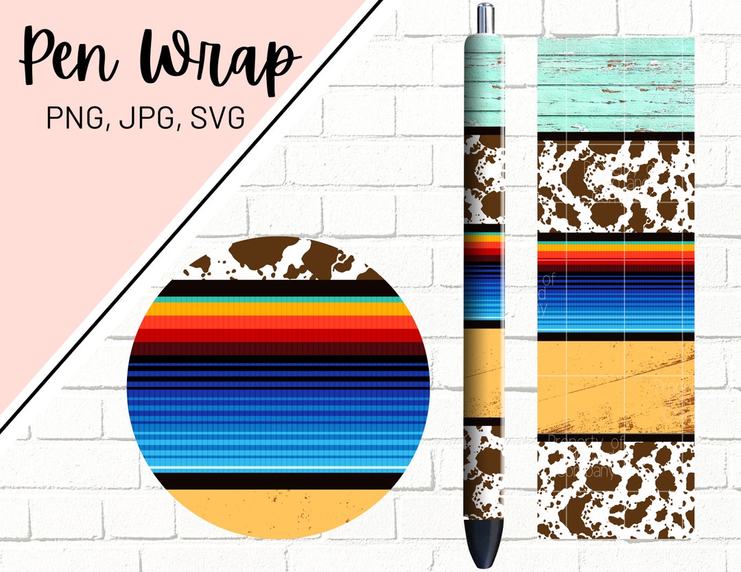 Cow Print Pen Wrap, Serape Pen Wrap, Southwestern Pen Wrap, Glitter Pen ...