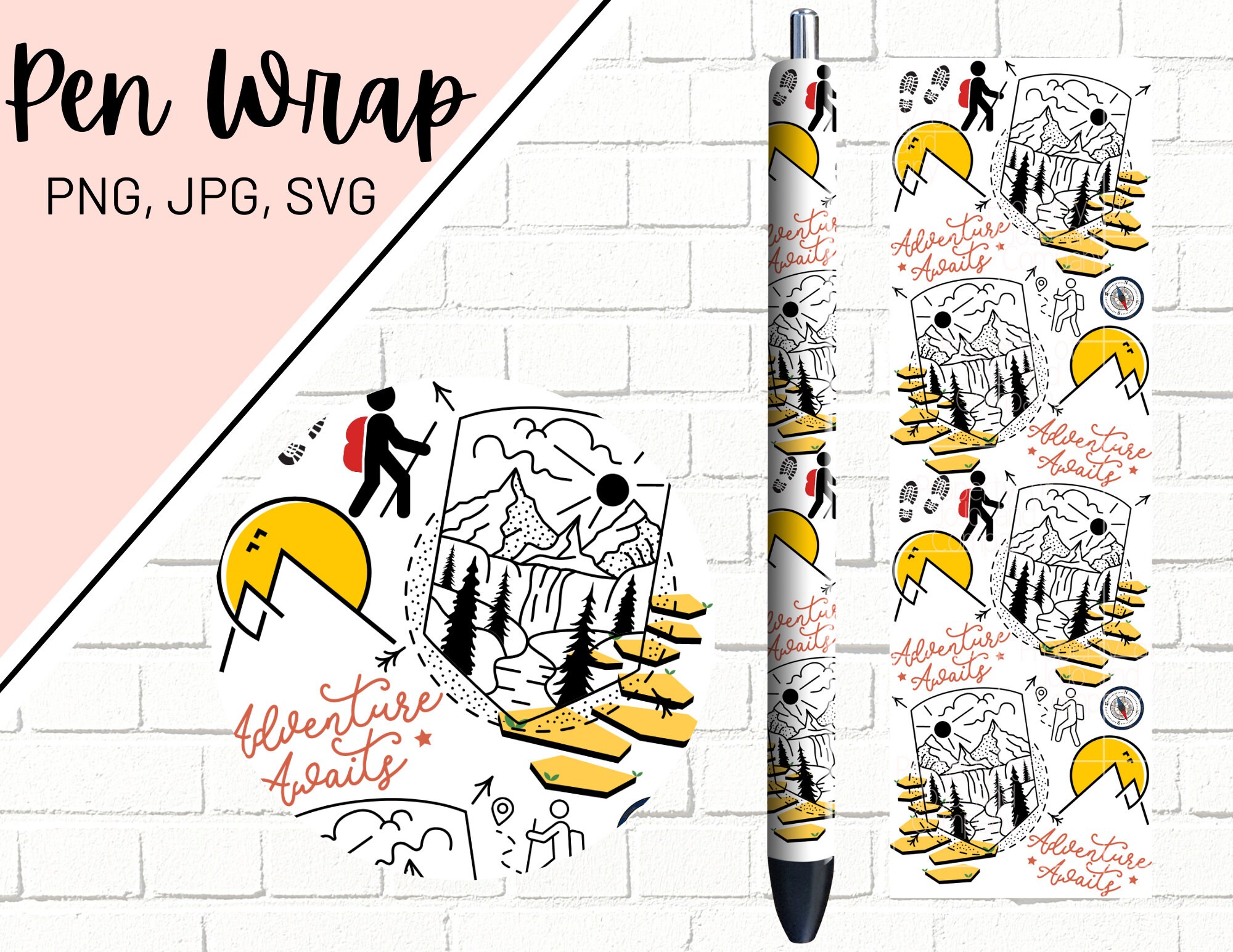 Camping Pen Wrap Hiking Pen Wrap Adventure Pen Wraps - Etsy