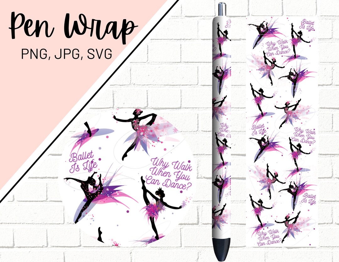 Ballet Pen Wrap, Dance Pen Wrap, Glitter Pen Wraps, Pointe Pen Wrap ...