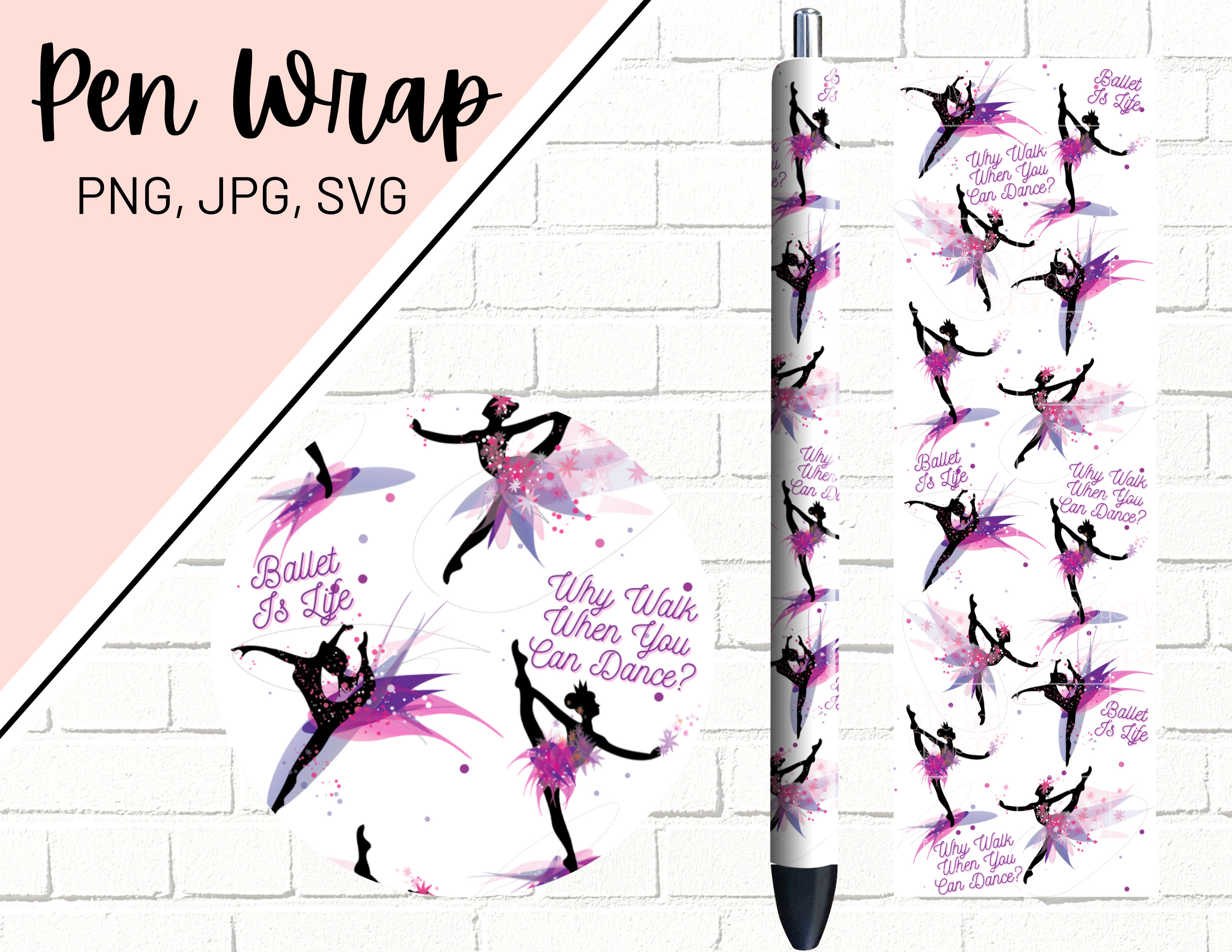 Ballet Pen Wrap Dance Pen Wrap Glitter Pen Wraps Pointe Pen - Etsy
