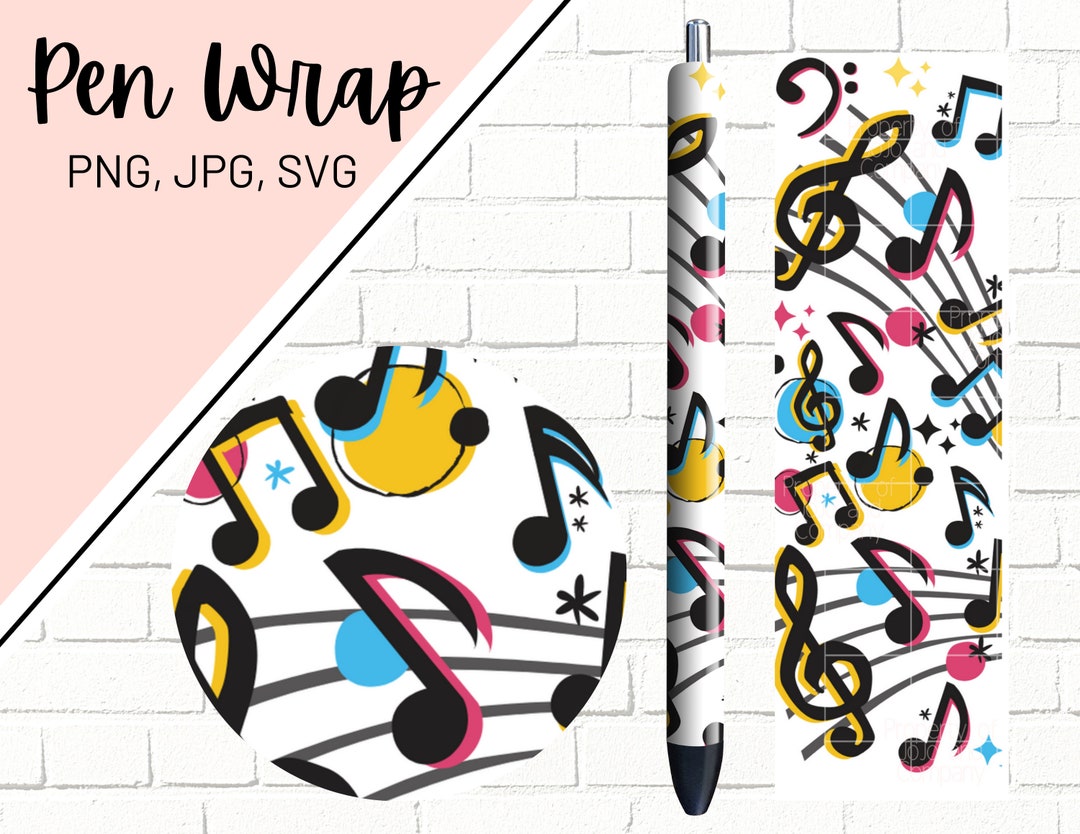 Music Pen Wrap, Music Note Pen Wrap, Glitter Pen Wraps, Cute Pen Wrap ...