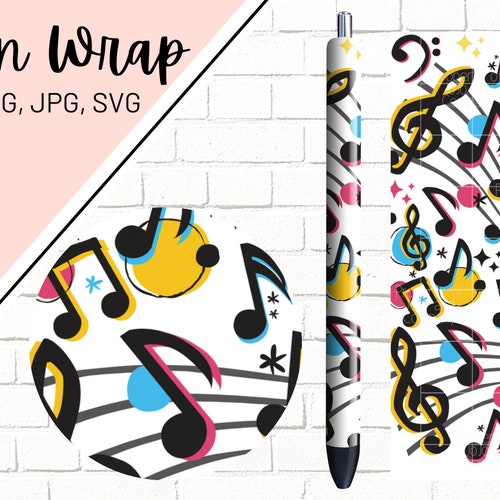 Music Pen Wrap Music Note Pen Wrap Glitter Pen Wraps Cute | Etsy